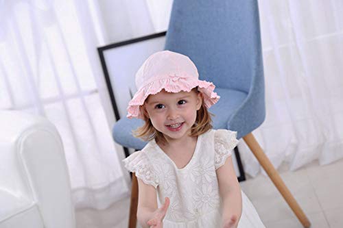 HUIXIANG Toddler Baby Girl Sun Hat Kid Wide Brim Pink Bucket Summer Cap ...