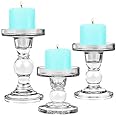 Amazon.com: CYS EXCEL Glass Candle Holder Sets (D-3.5" H-3.5" | 4.5" | 5.5")(Set of 3) Glass ...