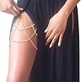 Amazon.com: Dresbe Boho Rhinestones Leg Chain Layered Body Chains Ballerina Thigh Chain Party ...