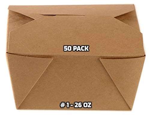 EcoQuality [50 PACK] Take Out Food Containers 26 oz Kraft Brown Paper ...