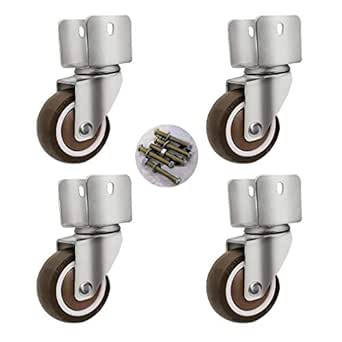 Set of 4 U-Shaped Swivel Casters,Silent Caster Wheels,25mm/0.98in ...