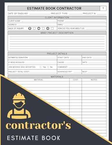 Estimate Book Contractor: Job Estimate Quote Record Book With Client ...