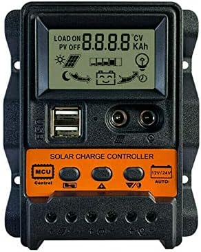 30A Solar Charge Controller PWM Solar Panel Battery Charge Controller 12V/24V Dual DC Current ...