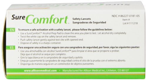 Sure Comfort Safety Lancet, 18 g, 100 Count - lancets.org