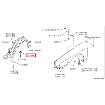 Amazon.com: Infiniti Genuine Front Fender & Fitting Clip 63848-35F00 ...