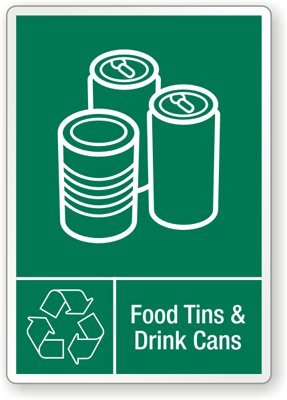 Food Tins & Drink Cans, Aluminum (Recycled) Sign, 14" x 10": Industrial ...