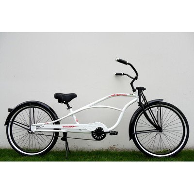 26" Single Speed Stretch Cruiser With Springer Front Fork Color: White ...