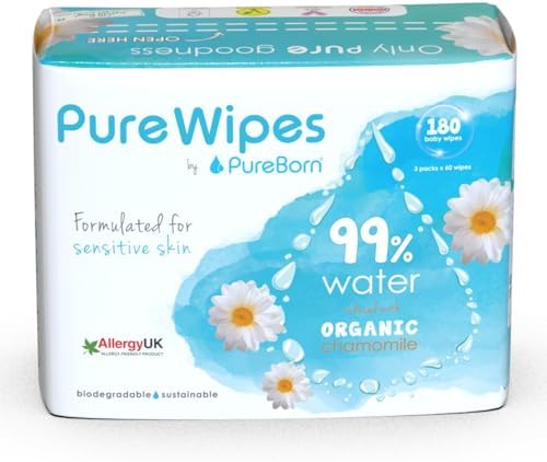 PureBorn Organic/Natural Cotton Pure Baby Wet Wipes with Chamomile ...