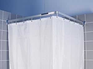 CHROME FLEXIBLE CORNER BATH SHOWER CURTAIN RAIL TRACK: Amazon.co.uk ...