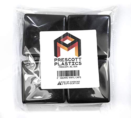 Prescott Plastics 2 Inch Square Black Vinyl End Cap, Flexible Pipe Post ...