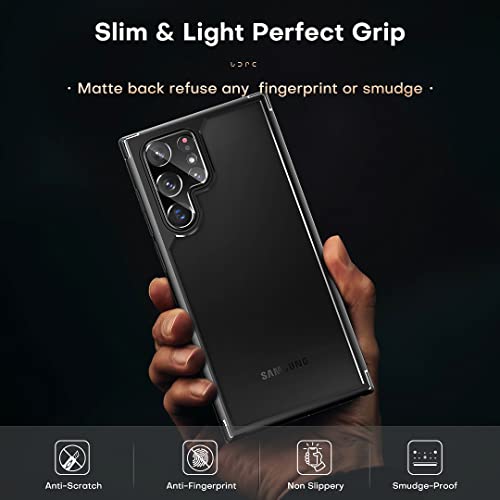TOCOL for Samsung Galaxy S22 Ultra Case, Translucent Matte Hard Back [Military Grade Shockproof ...