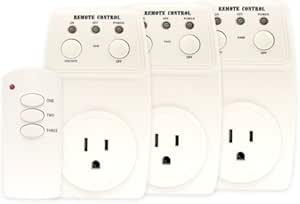Wireless Remote Control Outlet Switch Socket 3 Pack (3 Outlets) BATTERY ...