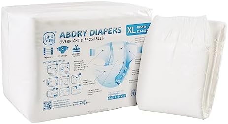 Littleforbig Adult Diaper 10 Pieces - ABDry White Diapers (X-Large 48 ...