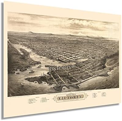 HISTORIX Vintage 1878 Victoria Canada Map - 18x24 Inch Vintage Victoria ...