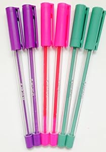 30x ASSORTED MICRON BALLPOINT PENS. 10x PURPLE, 10x PINK, 10x GREEN ...