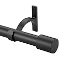 Amazon.com: Matte Black Decorative Curtain Rods 28-50" with Cap Finials ...