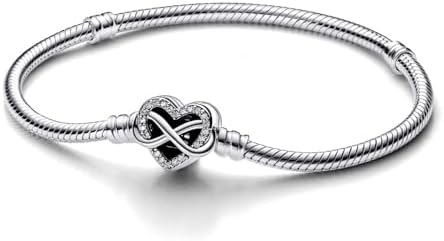 سعر Pandora Moments Sparkling Infinity Heart Clasp Snake Chain Bracelet ...