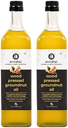 Anveshan Wood Pressed Groundnut Oil - 2*1000 mL | Glass Bottles | Pack ...