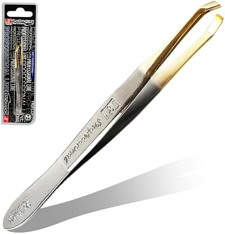 Solingen Tweezers for Eyebrows | Slanted Tip | Professional Stainless ...