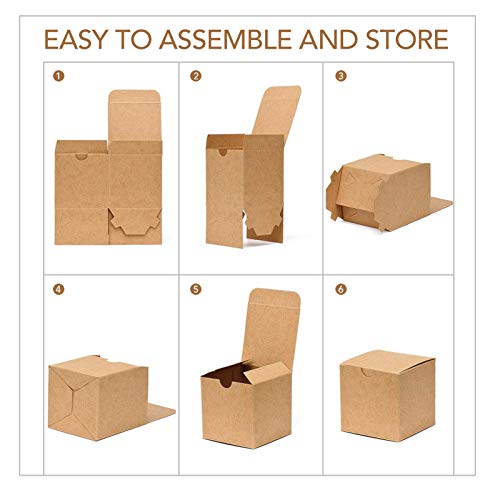 GSSUSA Brown Kraft Gift Boxes with Lids 5x5x3.5 Inch Gift Box for ...
