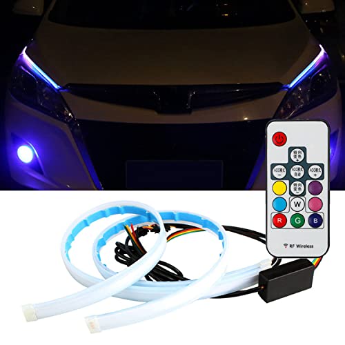 Miytsya 2 PCS Car Headlight LED Strips, 24Inch RGB Multi Color Led ...
