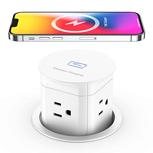 Jgstkcity Pop Up Outlet with 15W Wireless Charger,4 Outlets 15A, Splash ...