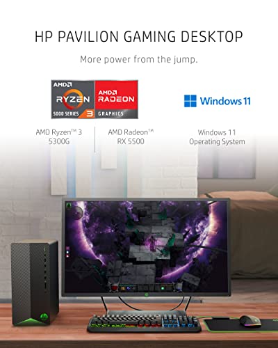 HP Pavilion Gaming Desktop, AMD Radeon RX 5500, AMD Ryzen 3 5300G ...