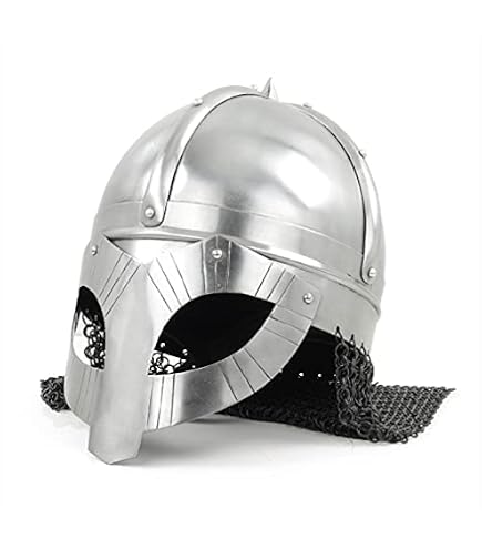 Brass Accents Knight Helmet Medieval Norman Nasal King's Deluxe Winged ...