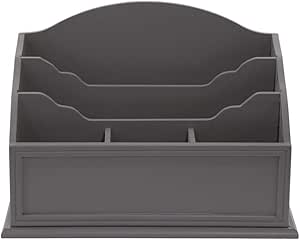 Amazon.com : Grey Wooden Desktop Letter Holder – 5 Compartment Mail and ...