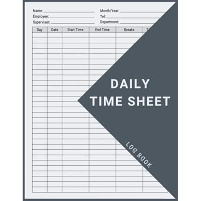 Employee Time Log Book: Daily Record of Work Hours | Timesheet Logbook ...