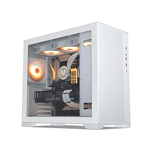 Vetroo AL-MESH-7C White Compact ATX PC Case, Front Power Supply, Top ...