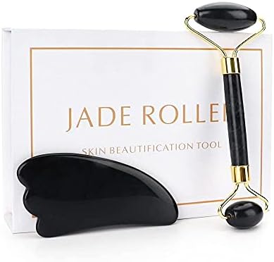 Natural Quartz Scraper Jade Roller Guha Set Black Genuine Jade Stone ...