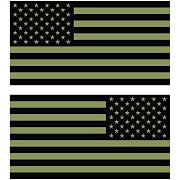 Amazon.com: Reverse and Forward Facing Subdued OD Green American Flag ...