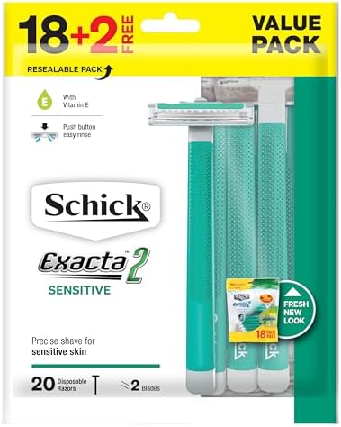 Schick Exacta2 Sensitive Twin Blade Disposable Razor For Men-Strip ...