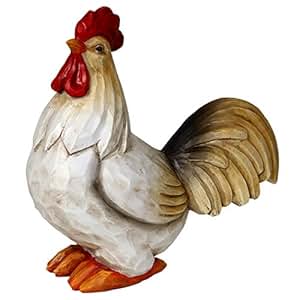 Amazon.com : Exhart Solar Rooster Garden Statue - Hand-Painted White ...