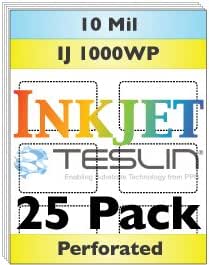 Amazon.com: Perforated Inkjet Teslin Synthetic Paper - 25 Sheets ...