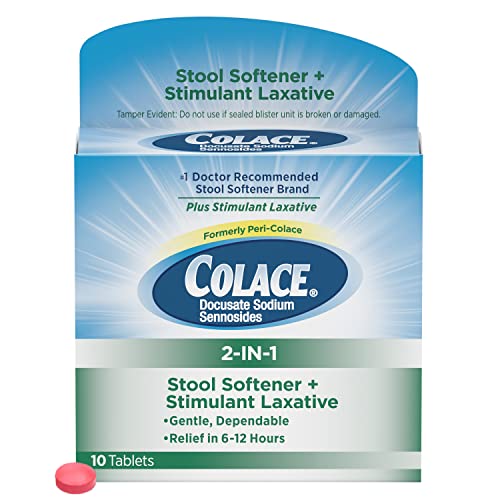Colace 2-IN-1 Stool Softener & Stimulant Laxative Tablets, 10 Count ...