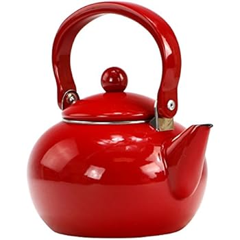 Amazon.com: Enamelware Tea Kettle - Red Marble: Teakettles: Kitchen ...