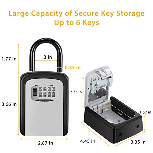 Key Lock Box, Combination Lockbox for Keys, Door Key Storage Box with ...