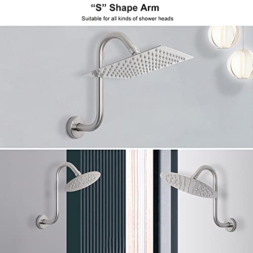Nearmoon S Shaped Shower Head Riser Pipe, Shower Head Extender Arm with ...