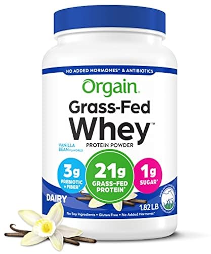Orgain Whey Protein Powder, Vanilla Bean - 21g Grass Fed Dairy Protein ...