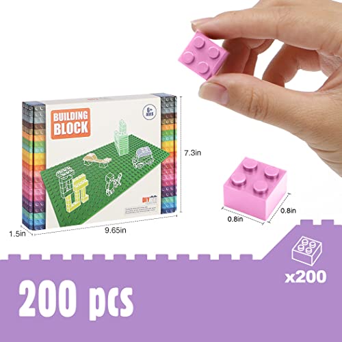 Unirolic Classic Building Bricks Set, 200 Piece 2x2 Basic Building ...