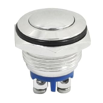 Uxcell Momentary Metal Push Button Switch, Flush Mount SPST, 16 mm ...