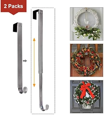Adjustable Over The Door Wreath Hanger & Wreath Holder & Wreath Hook ...
