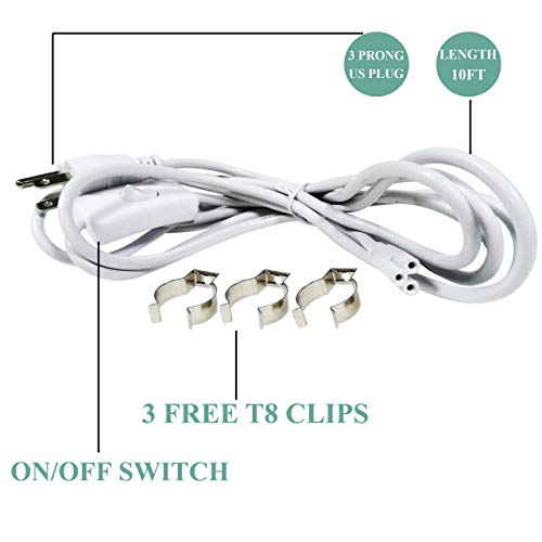 T5 T8 Power Cord 10ft Led Tube Power Extension Cord With On Off Switch