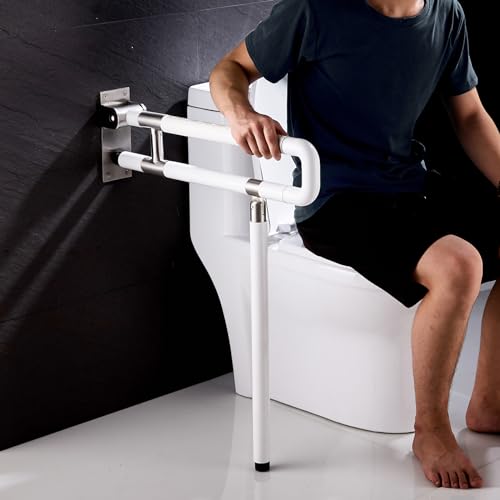 U Shaped Flip Up Handicap Grab Bar Wall Mounted, Toilet Safety Rails ...