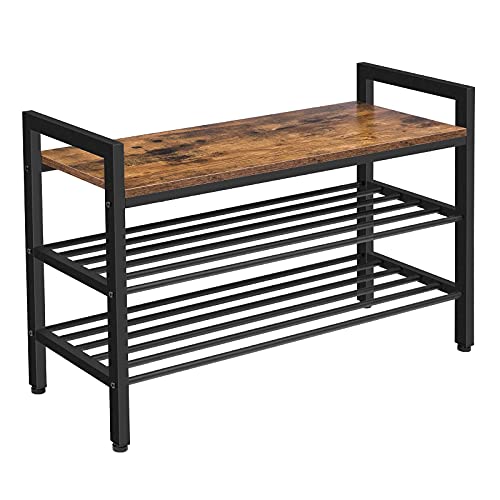 HOOBRO Shoe Bench, 3-Tier Shoe Rack, Industrial Shoe Storage Unit with ...