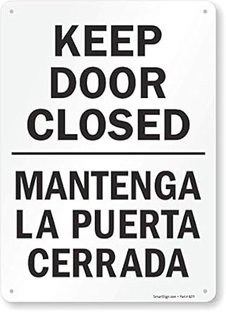SmartSign"Keep Door Closed" Bilingual Sign | 10" x 14" Plastic: Amazon ...