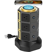 Amazon.com: SUPERDANNY Power Strip Tower with 15W Wireless Charger, 6 ...