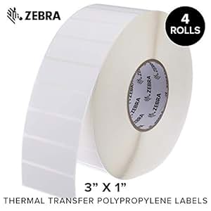 Amazon.com: Zebra - 3 x 1 in Thermal Transfer Polypropylene Labels ...